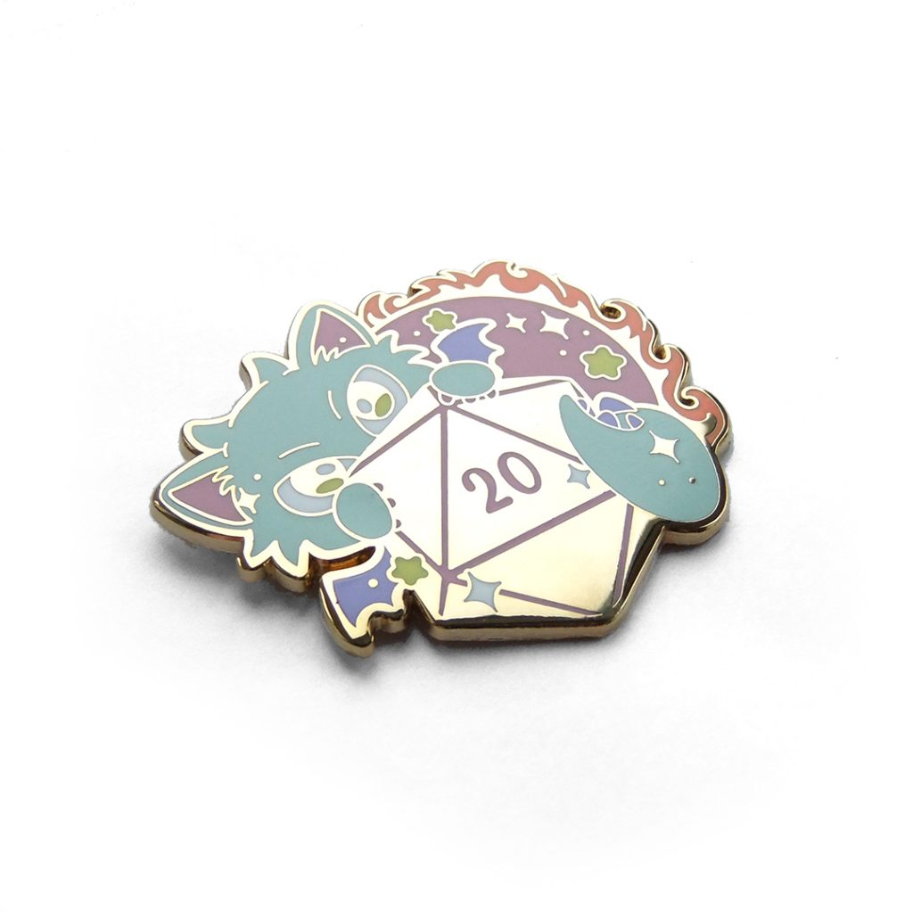 Cute Dragon D20 Pin - Stami Studios