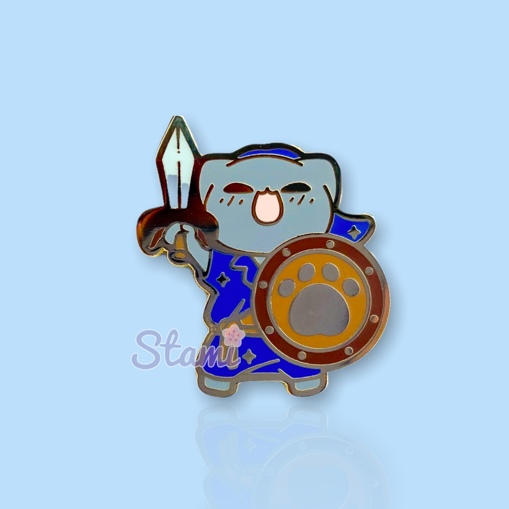 Warrior Kitten RPG Companion Pin - Stami Studios