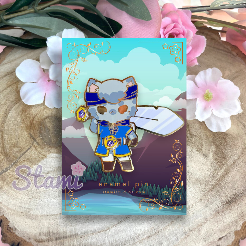 Warrior Kitten RPG Companion Pin - Stami Studios