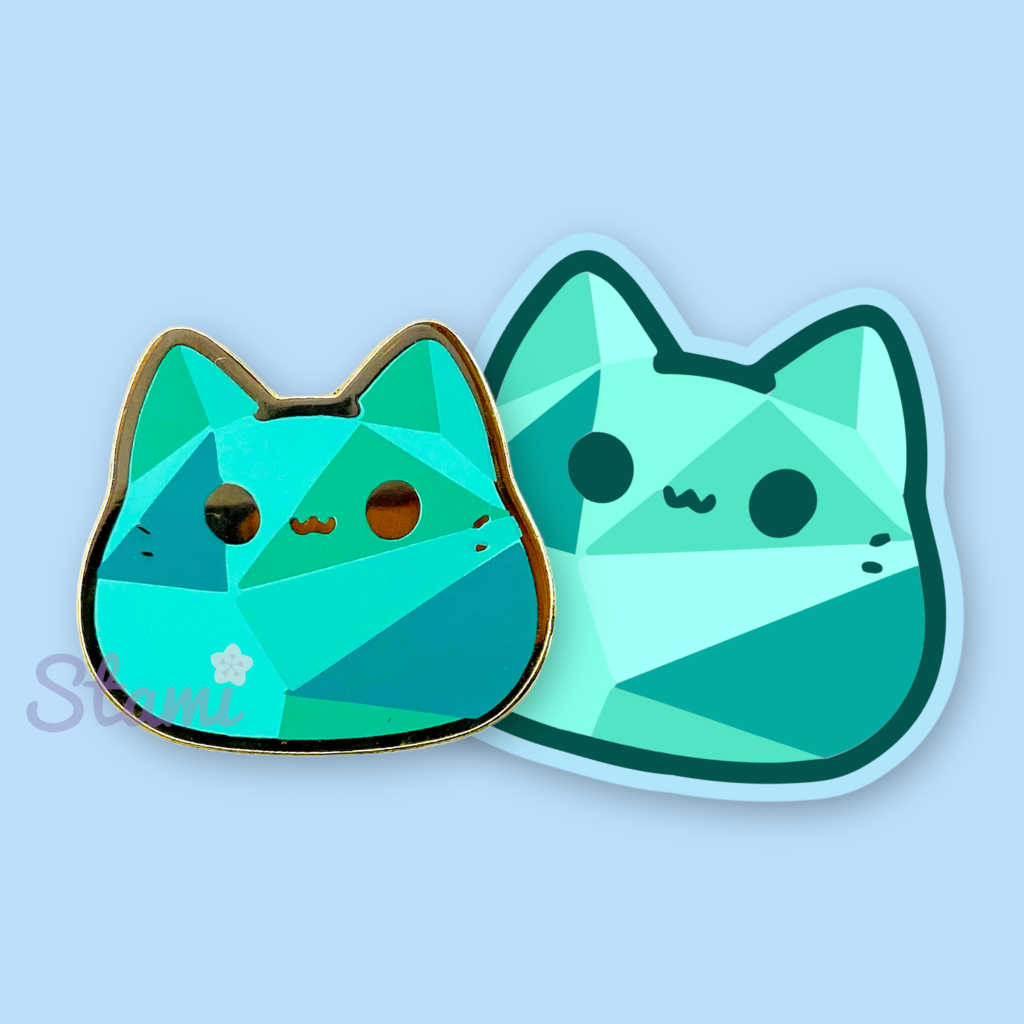 Luna Kitty Bean Pin & Sticker - Stami Studios