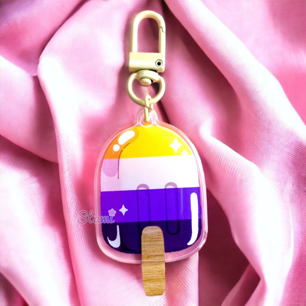 Non Binary Popsicle Keychain - Stami Studios