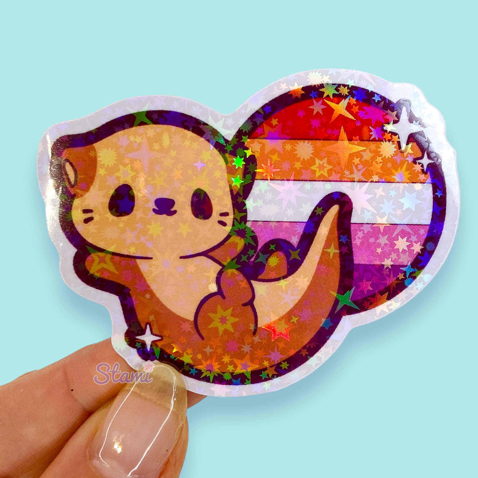 Lesbian Otter Holo Sticker - Stami Studios