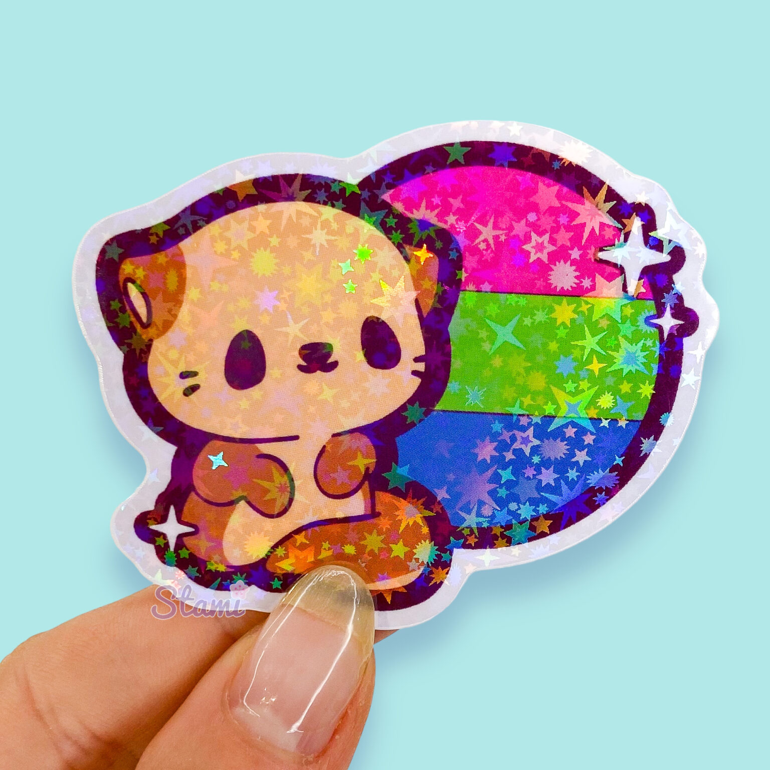 Poly Otter Holo Sticker - Stami Studios