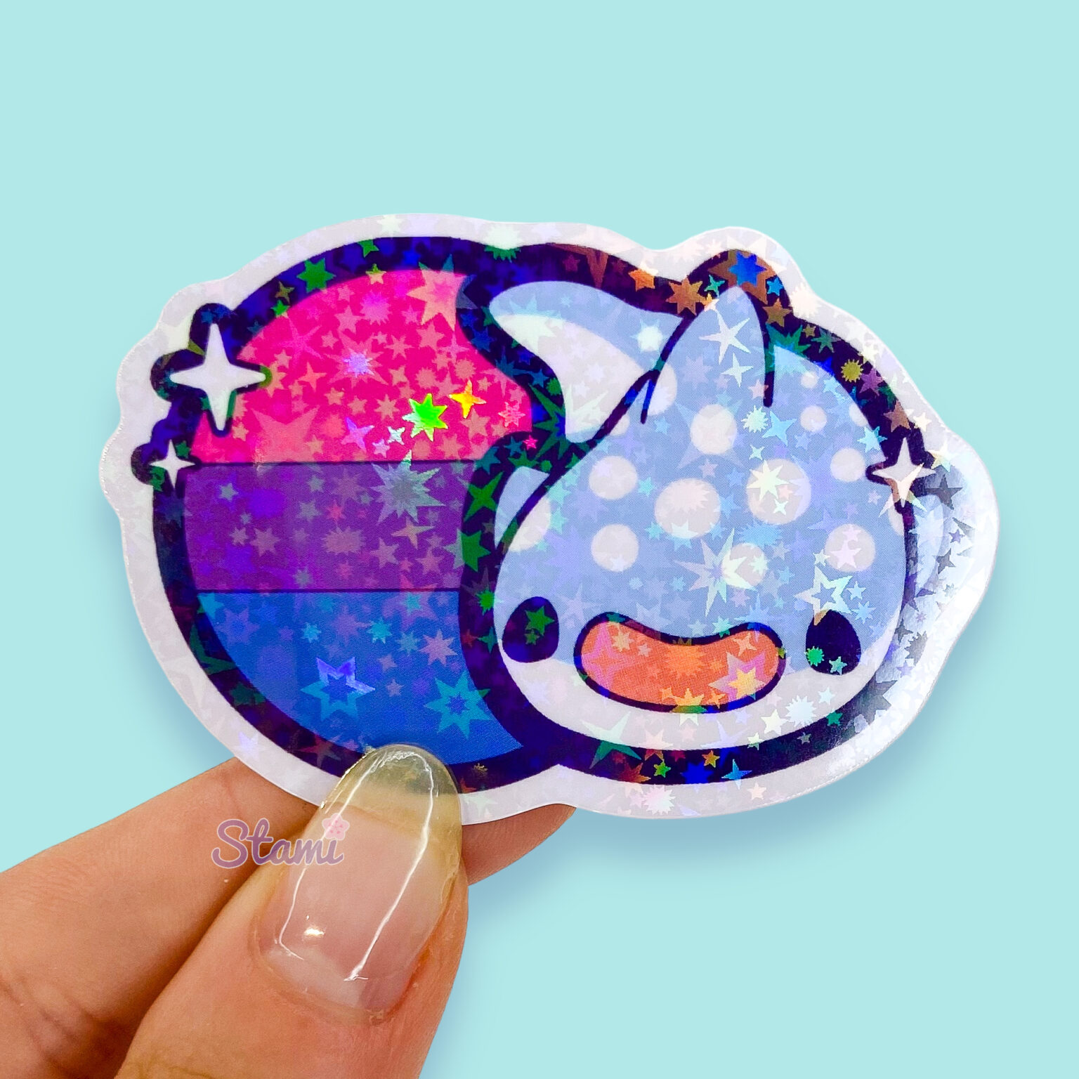 Bi Whale Holo Sticker - Stami Studios