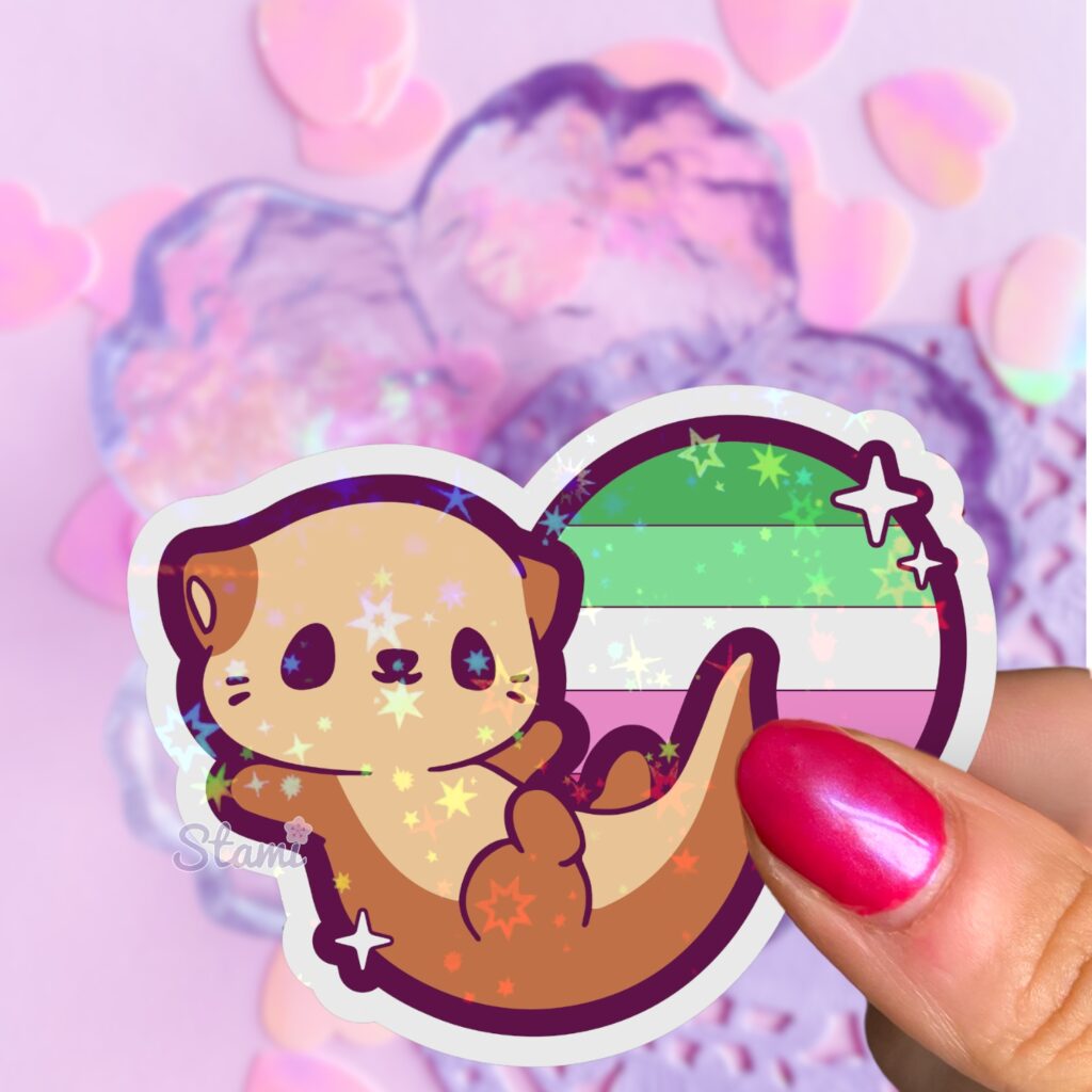 Demi Rom Otter Holo Sticker - Stami Studios