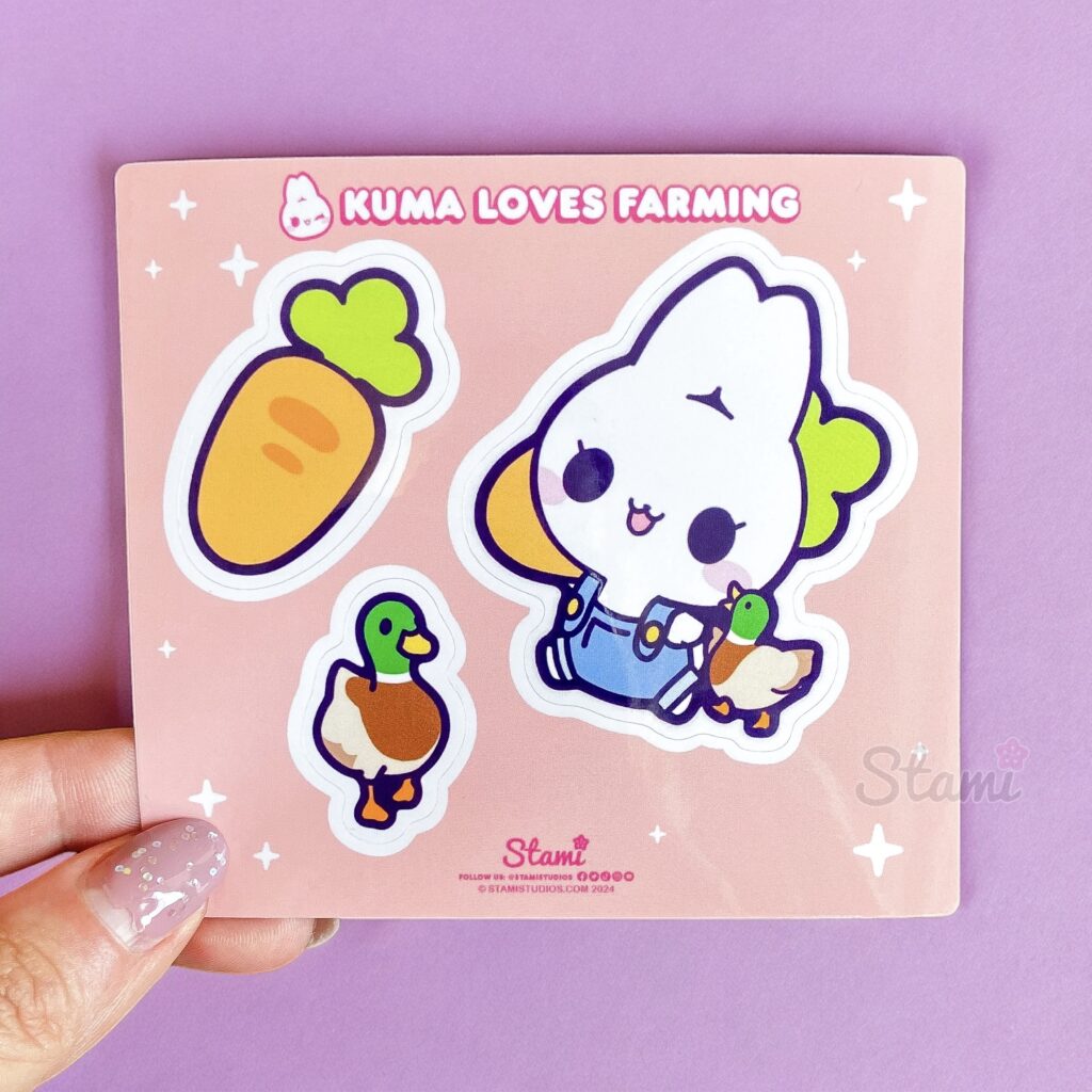 Kuma Loves Farming Sticker Sheet - Stami Studios