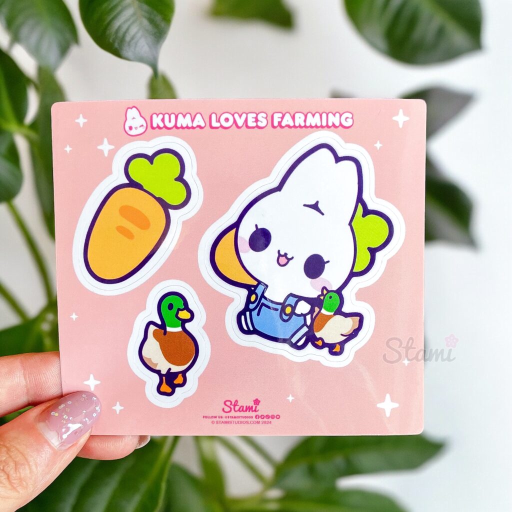 Kuma Loves Farming Sticker Sheet - Stami Studios